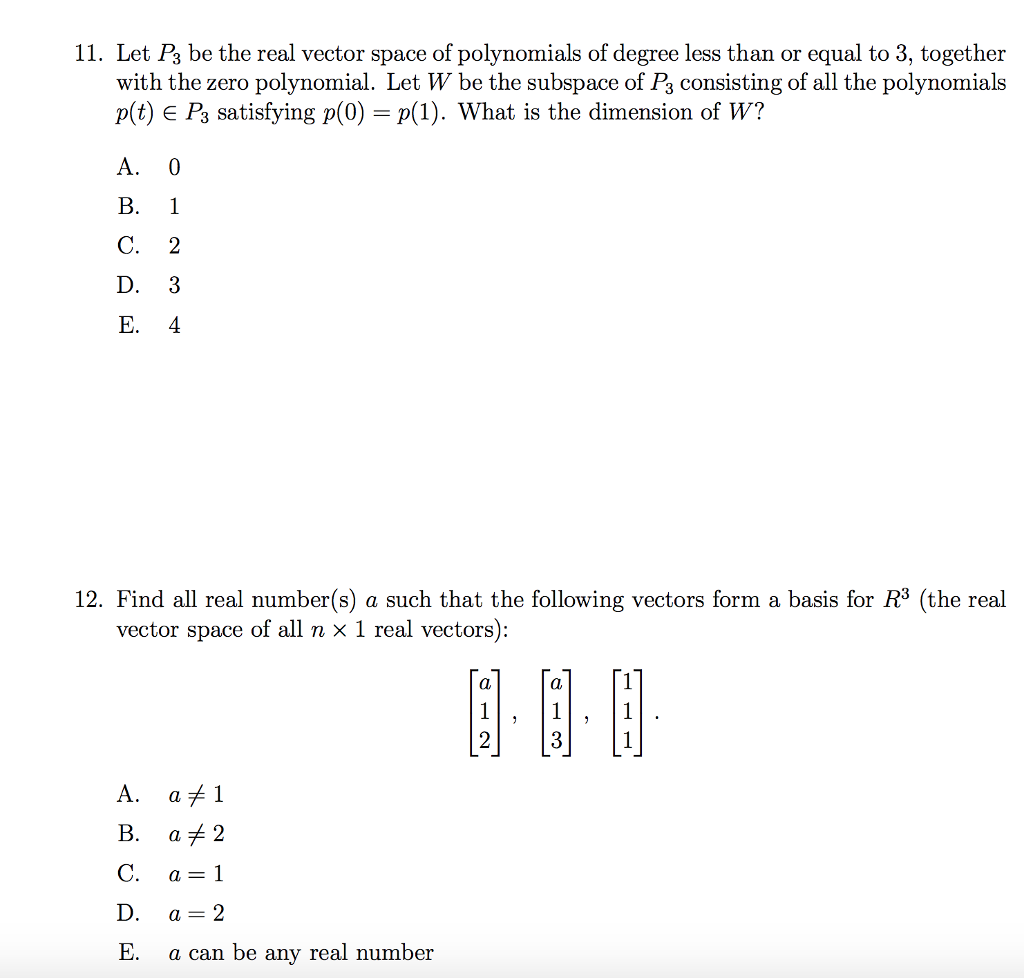 Solved 11. Let Ps be the real vector space of polynomials of | Chegg.com