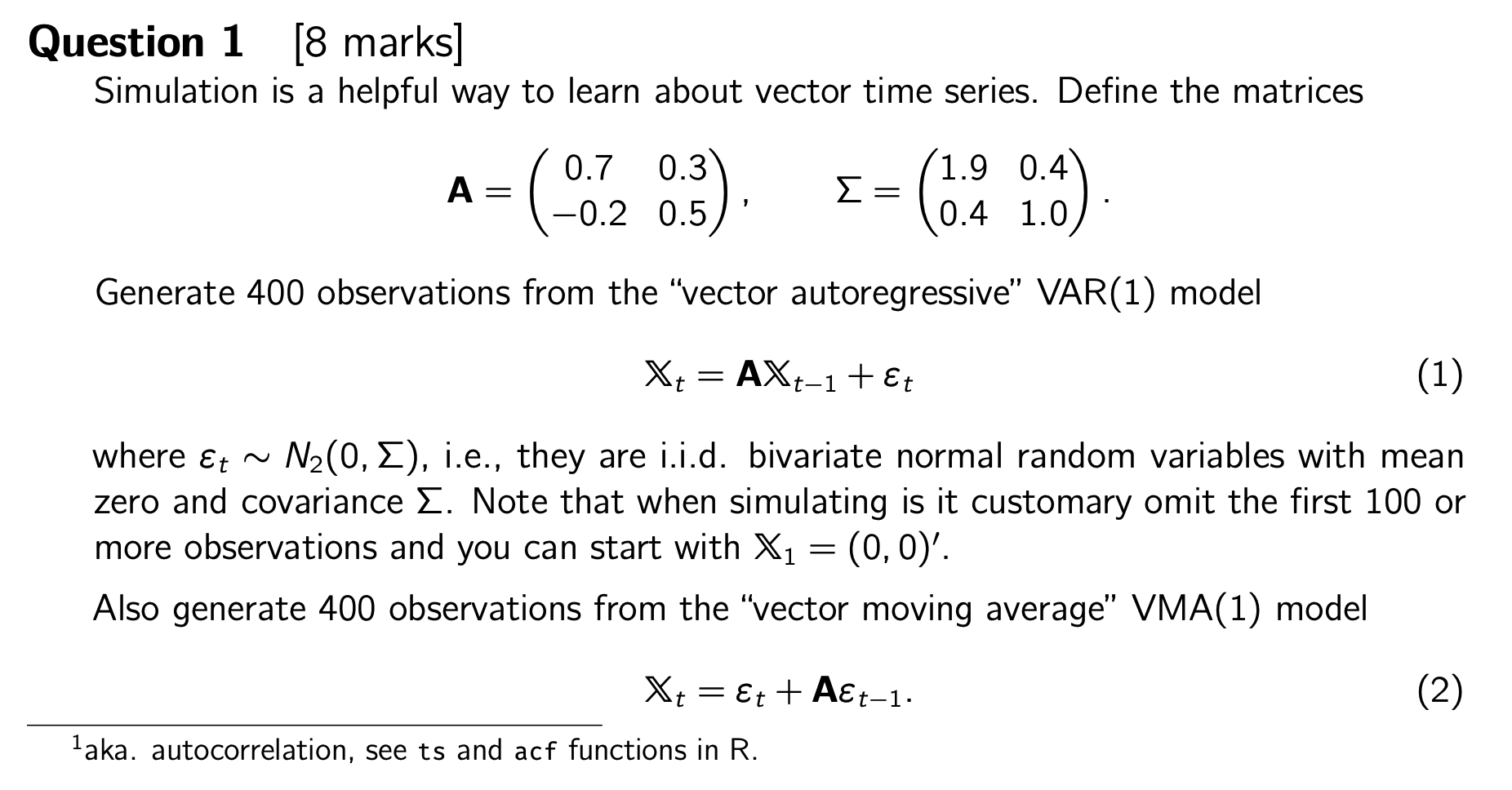 We consider (Xt:t=1,…,T) which is a p-dimensional | Chegg.com