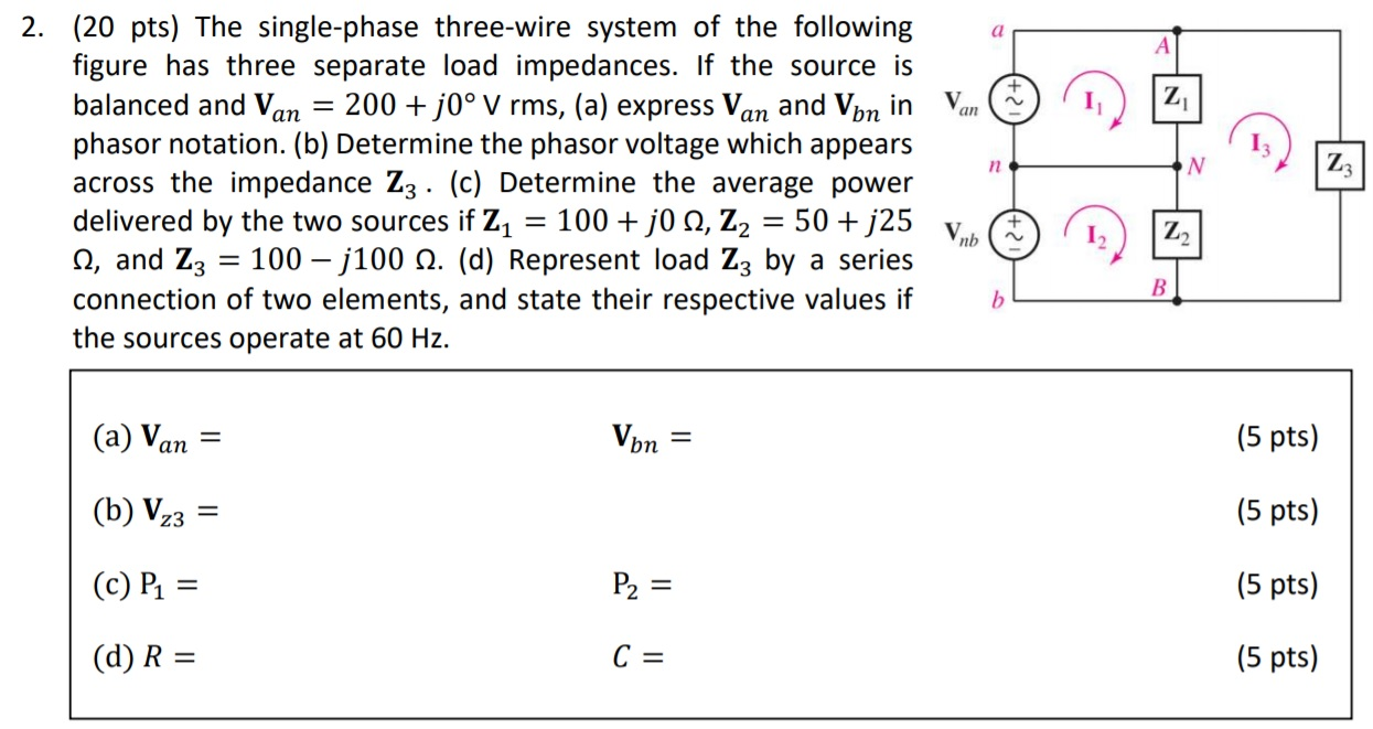Solved The single-phase three-wire system of the following | Chegg.com