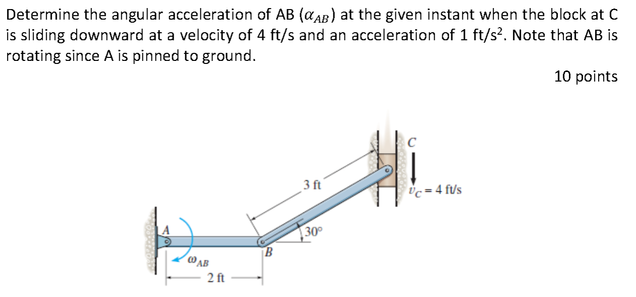 Solved Determine the angular acceleration of AB(αAB) at the | Chegg.com