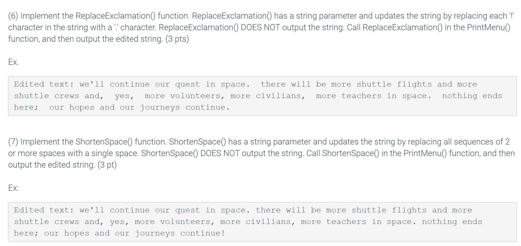 Solved 1 Prompt User Enter String Choosing Store Text String Output String 1 Pt Ex Enter