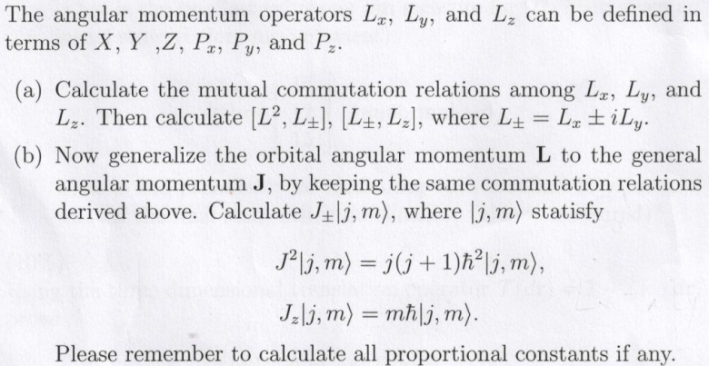 Solved ? The angular momentum operators Lx, Ly, and L, can | Chegg.com