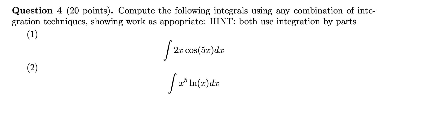 Solved Question 4 20 Points Compute The Following 