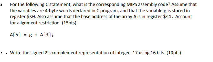 Solved For the following C statement, what is the | Chegg.com