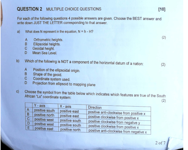 Solved QUESTION 2 MULTIPLE CHOICE QUESTIONS [10] For each of | Chegg.com