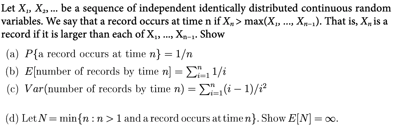 Solved Xn-1. Let Xı, X2, ... be a sequence of independent | Chegg.com