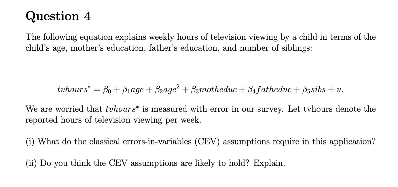 Solved The following equation explains weekly hours of | Chegg.com