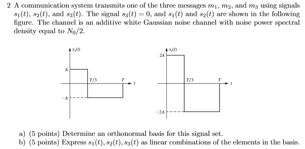 Solved 2 A communication system transmits one of the three | Chegg.com