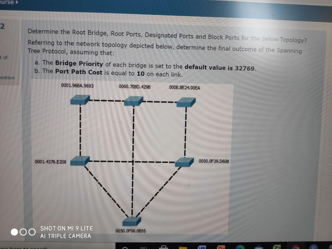 Solved purse 2 Determine the Root Bridge, Root Ports, | Chegg.com