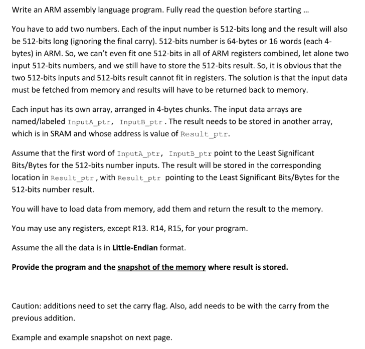 Solved Write an ARM assembly language program. Fully read | Chegg.com