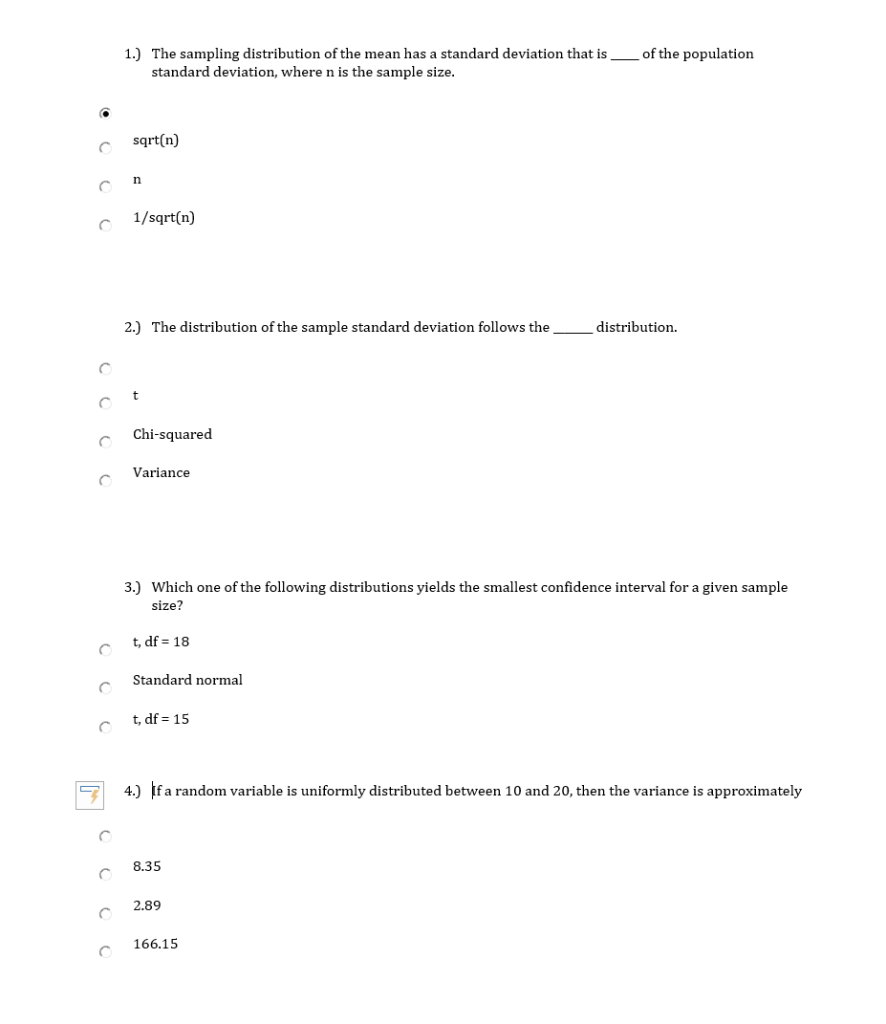 Solved of the population 1.) The sampling distribution of | Chegg.com