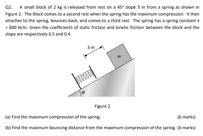 Solved Q2. A small block of 2 kg is released from rest on a | Chegg.com