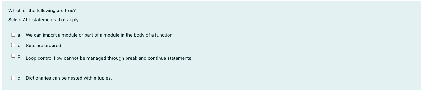 Solved Which of the following are true? Select ALL | Chegg.com