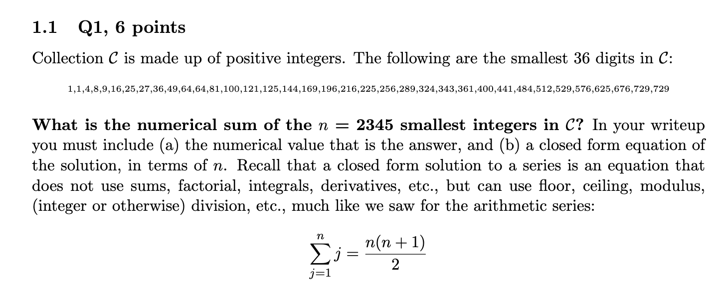 Solved 1.1 Q1, 6 points Collection C is made up of positive | Chegg.com