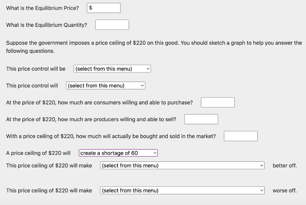 Solved Price Quantity Demanded Quantity Suppliedwhat Is The Chegg