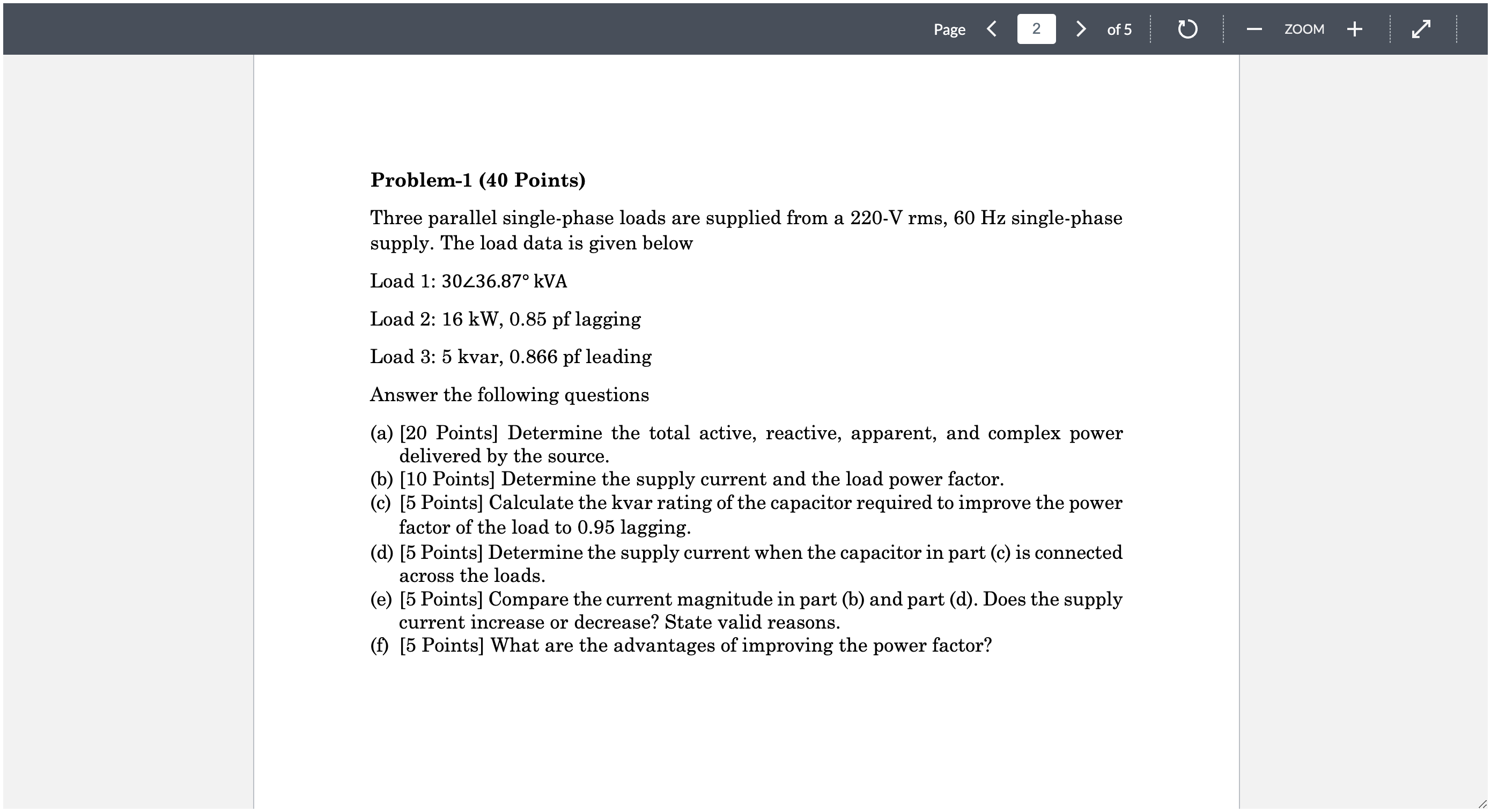 Solved Problem-1 (40 ﻿Points)Three parallel single-phase | Chegg.com
