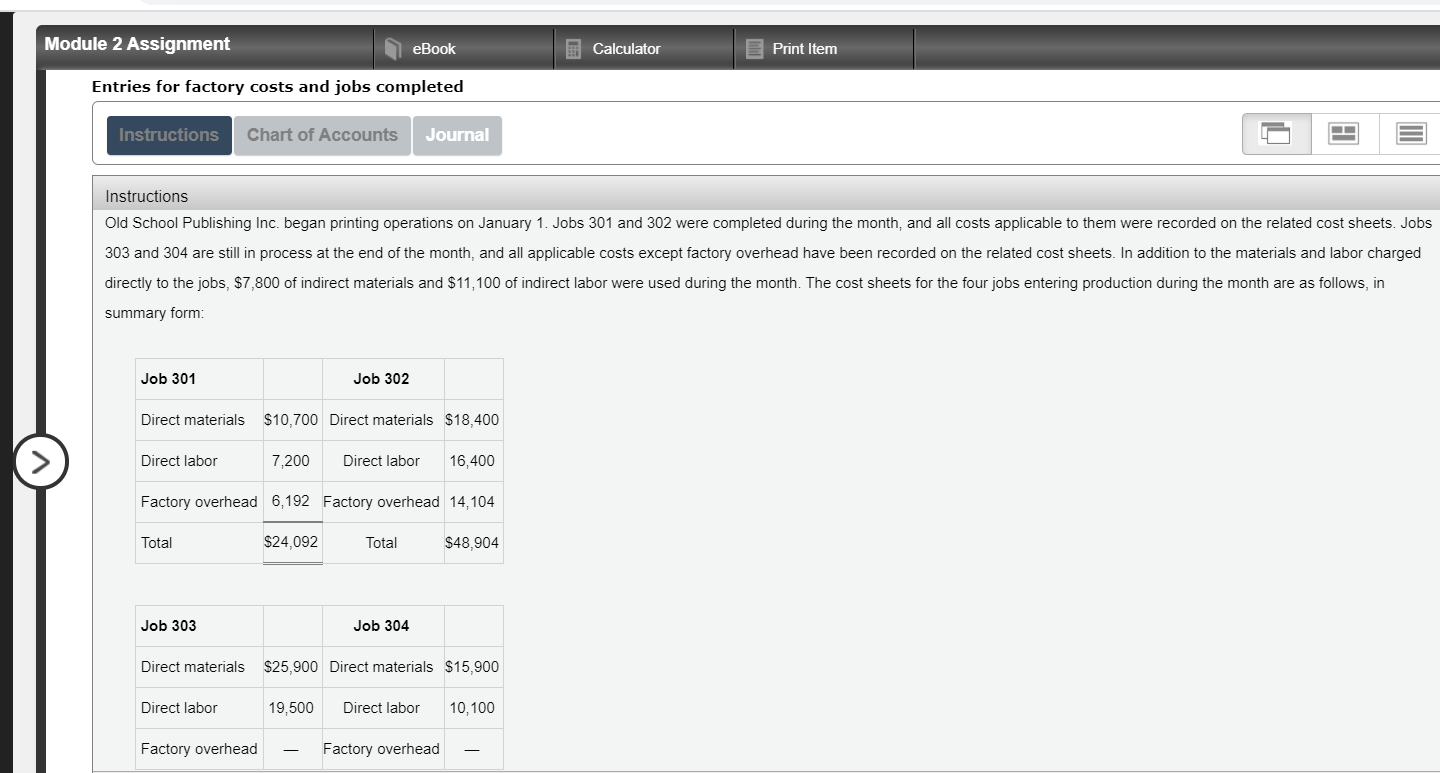 Solved Module 2 Assignment eBook Calculator Print Item | Chegg.com