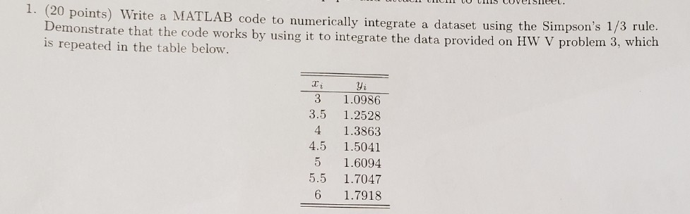 Solved 1 20 Points Write A Matlab Code To Numerically 0758