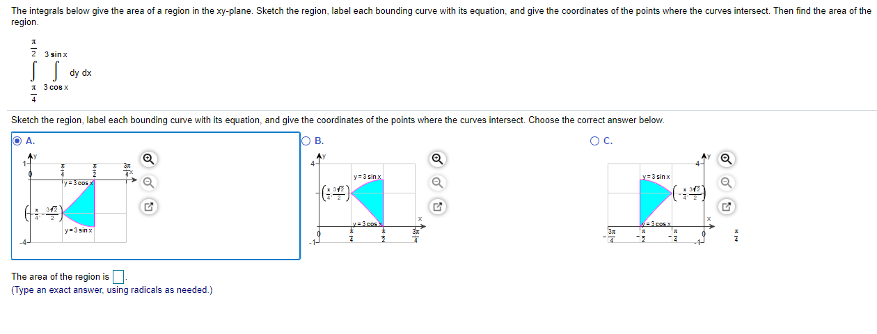 Solved The integrals below give the area of a region in the | Chegg.com