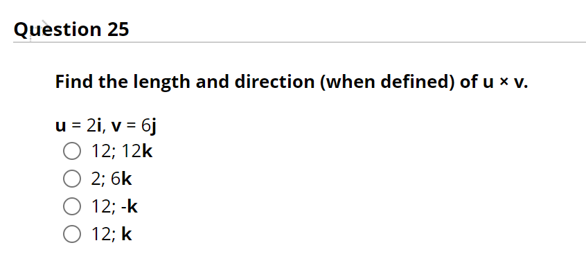 Solved Find the length and direction (when defined) of u×v. | Chegg.com