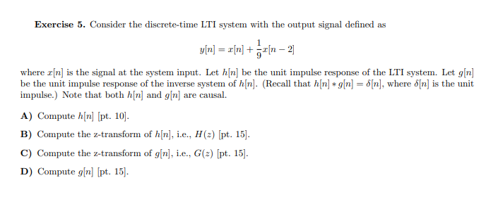 Solved Exercise 5. Consider the discrete-time LTI system | Chegg.com