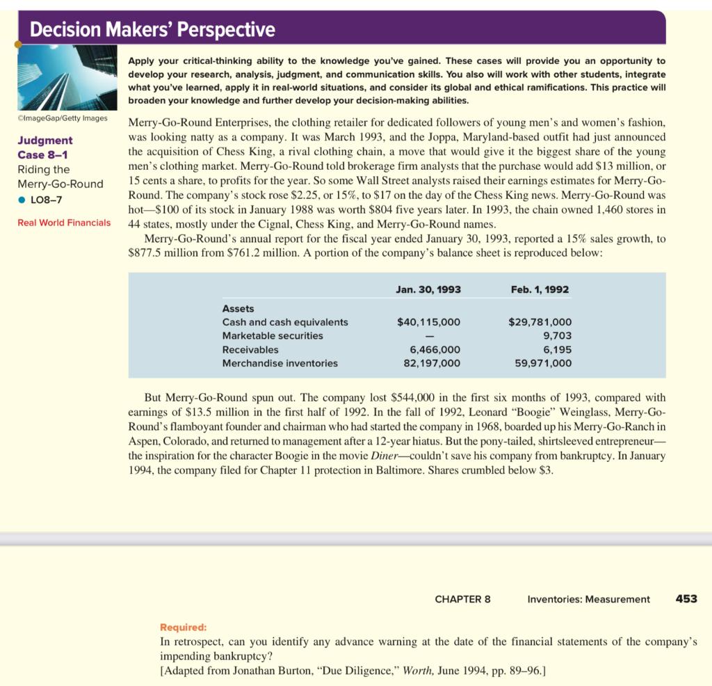 Solved Decision Makers' Perspective Apply your | Chegg.com