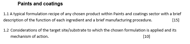 Solved Paints and coatings 1.1 A typical formulation recipe | Chegg.com