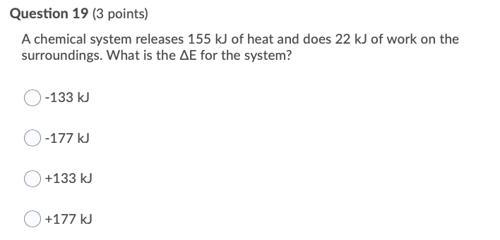 Solved A chemical system releases 155 kJ of heat and does 22 | Chegg.com