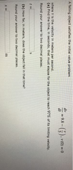 Solved A falling object satisfies the initial value problem | Chegg.com