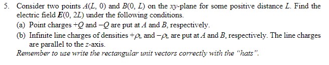 Solved 5. Consider two points A(L,0) and B(0,L) on the | Chegg.com