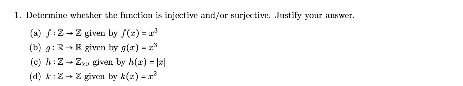 Solved 1 Determine Whether The Function Is Injective Andor 
