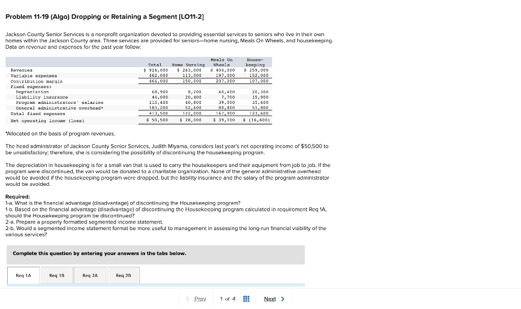 Solved Problem 11-19 (Algo) Dropping or Retaining a Segment | Chegg.com
