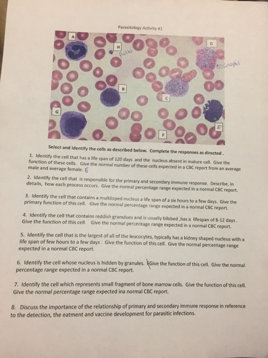 Solved Parasitology Activity #1 Select and identify the | Chegg.com