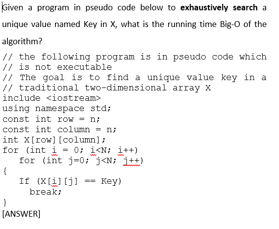Solved Given a program in pseudo code below to exhaustively | Chegg.com