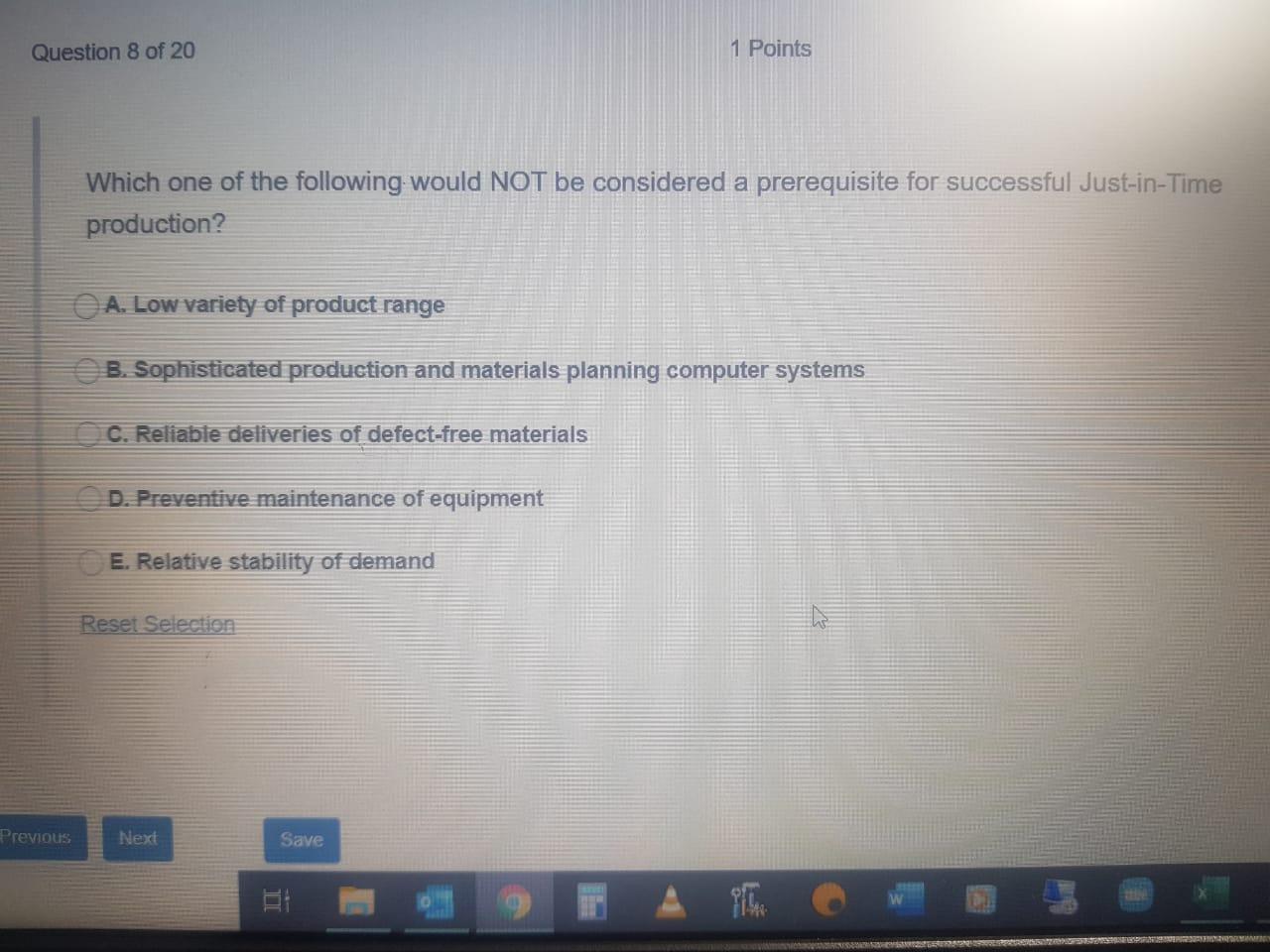 Solved Question 8 of 20 1 Points Which one of the following | Chegg.com