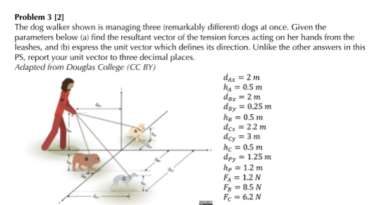 Solved Problem 3 [2]The dog walker shown is managing three | Chegg.com