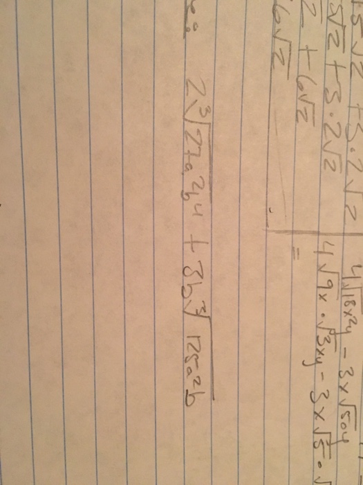Solved 2^3 Squareroot 27 a^2 b^4 + 3b^3 Squareroot 125 a^2 b | Chegg.com
