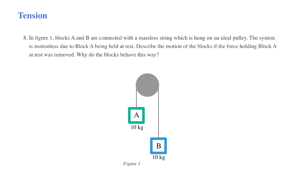 Solved Tension 8. In figure 1, blocks A and B are connected | Chegg.com