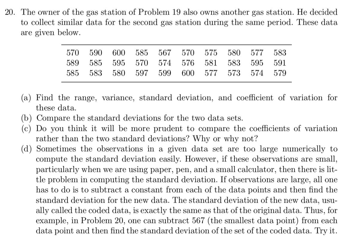 Solved 20. The owner of the gas station of Problem 19 also | Chegg.com
