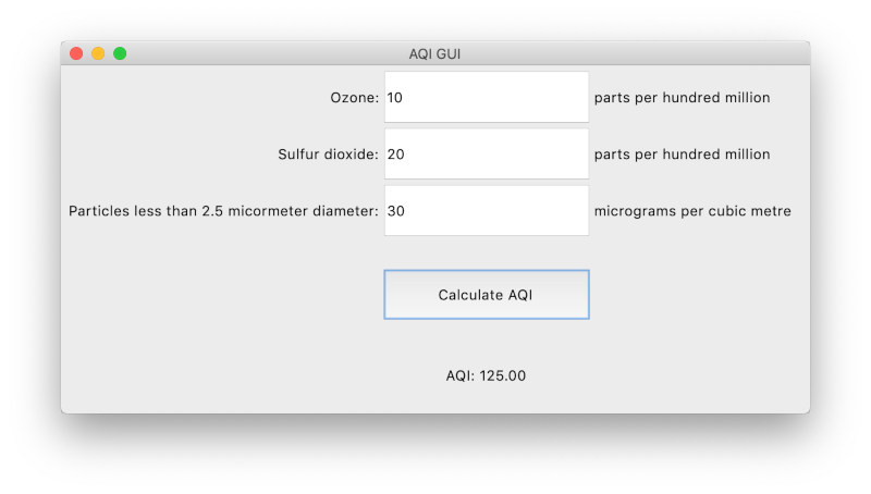 Air Quality Index GUI in Python Create a graphical | Chegg.com