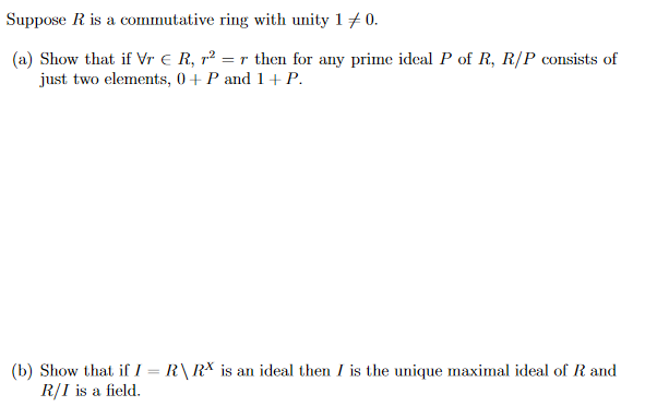 Solved Suppose R is a commutative ring with unity 170. (a) | Chegg.com