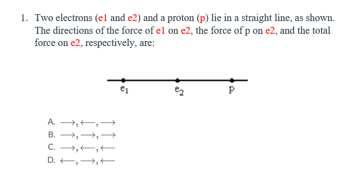 Solved 1. Two electrons (el and e2) and a proton (p) lie in | Chegg.com