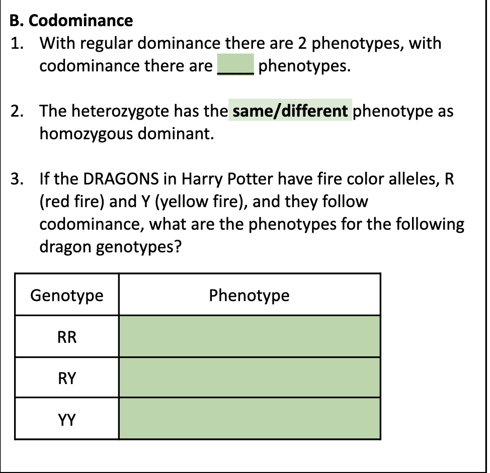 Solved 1. With regular dominance there are 2 phenotypes, | Chegg.com