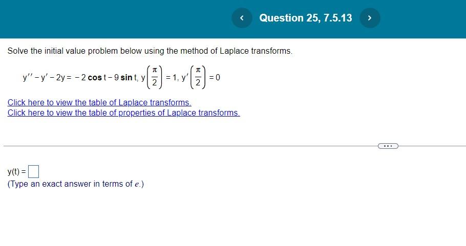 Solved Solve the initial value problem below using the | Chegg.com