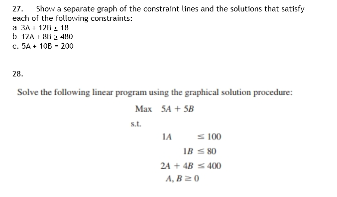 Solved 27. Show a separate graph of the constraint lines and | Chegg.com