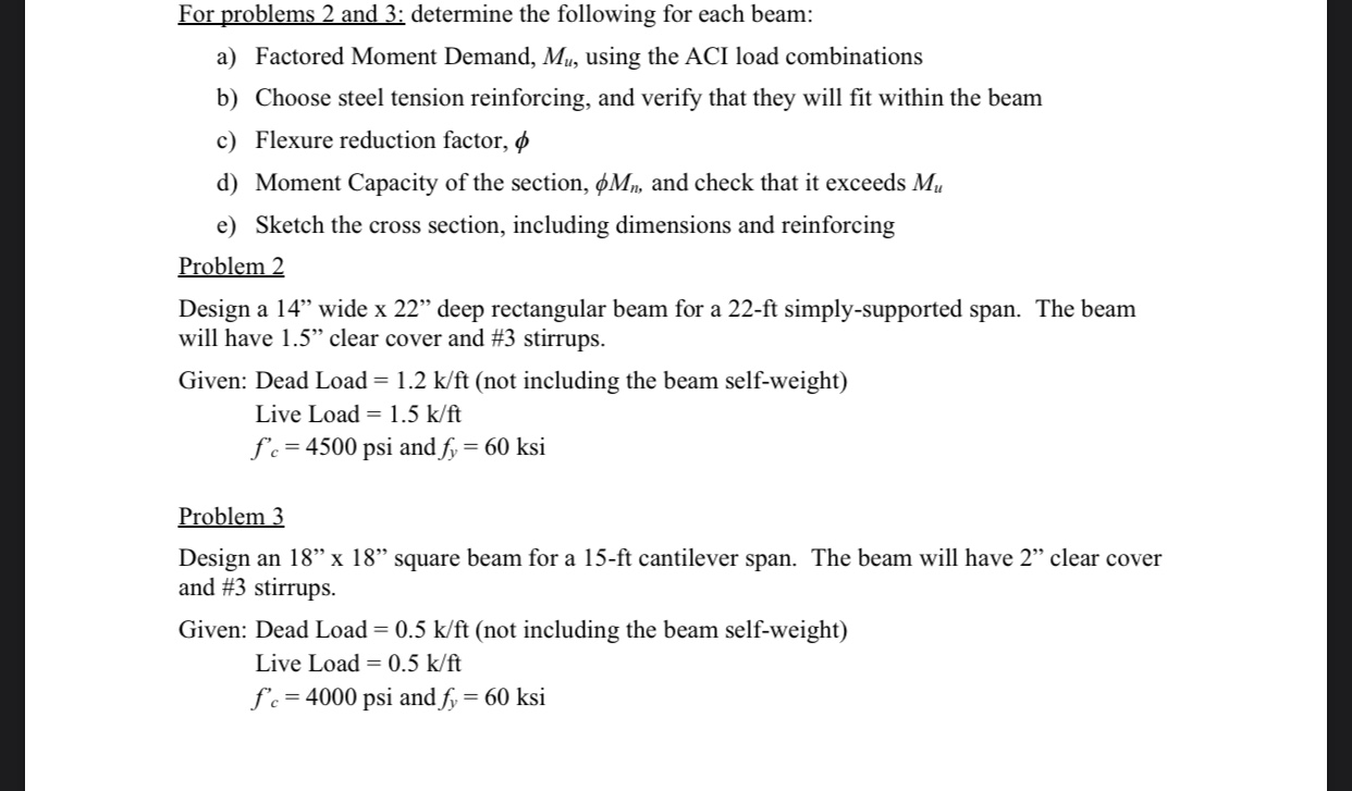 Solved For problems 2 and 3: determine the following for | Chegg.com