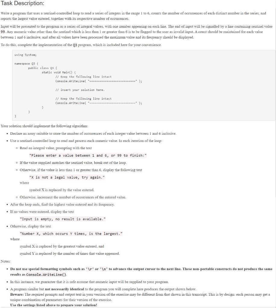 Solved Task Description: Write a program that uses a | Chegg.com