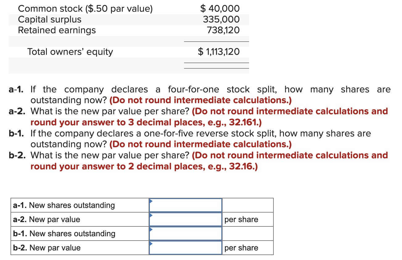 Solved Common stock ($.50 par value) Capital surplus | Chegg.com
