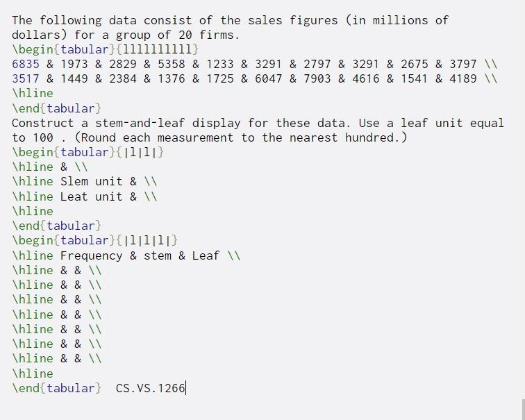 Solved The following data consist of the sales figures (in | Chegg.com