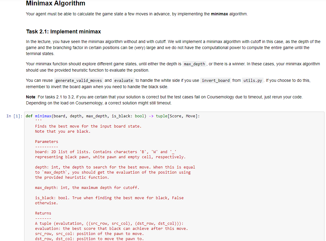 Solved Minimax Algorithm Your agent must be able to | Chegg.com